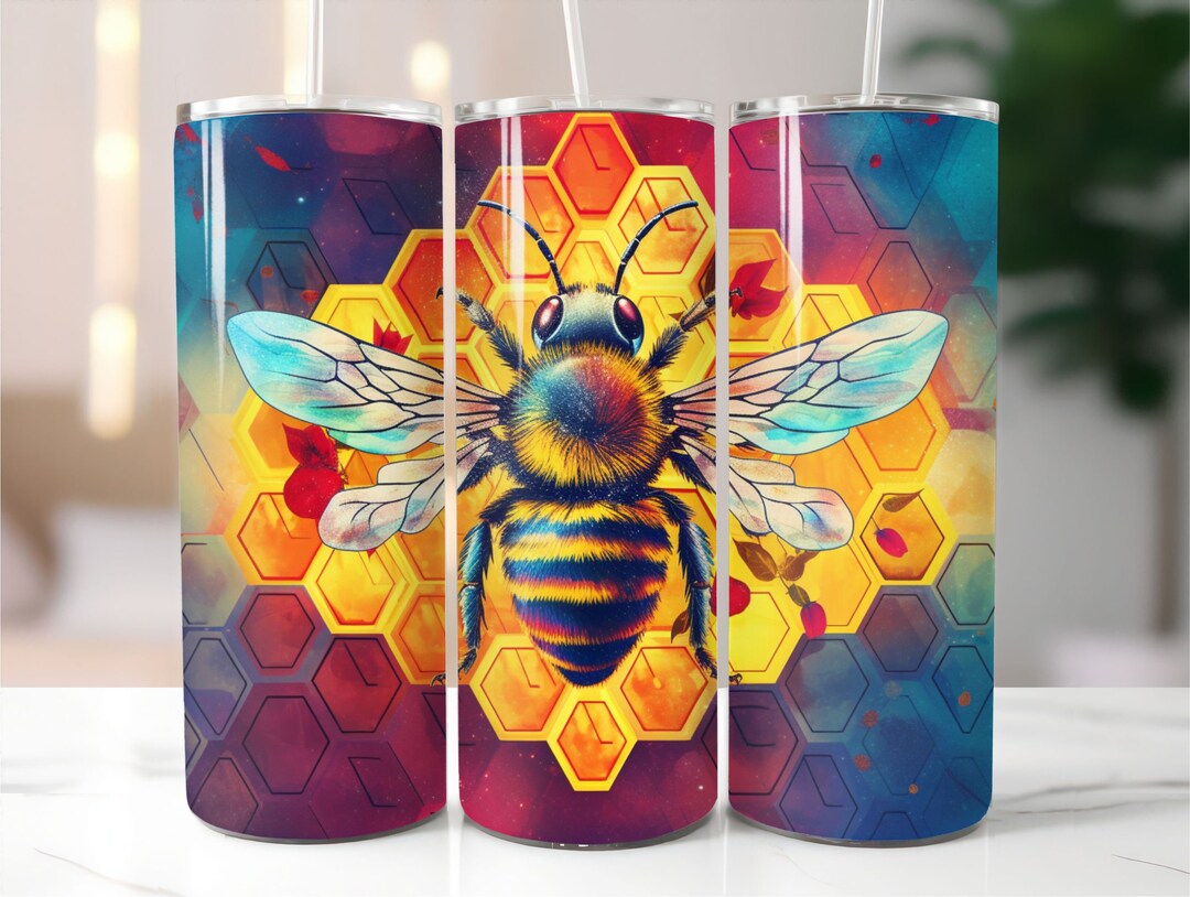 Retro Bee Skinny Tumbler Sublimation Design PNG, Tumbler Wrap for ...