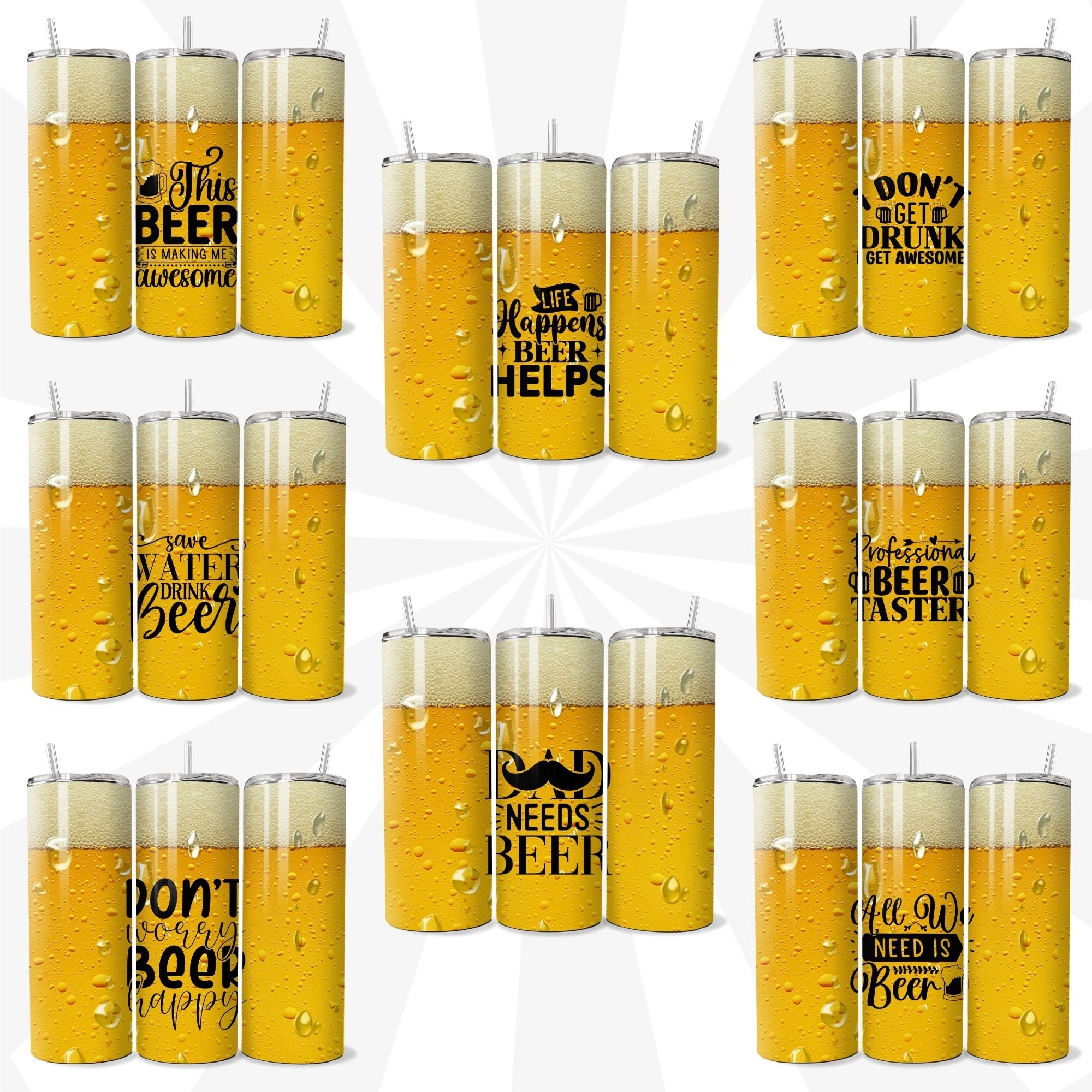 40 Funny Beer Tumbler Wrap for Men, Beer Sublimation Design for ...