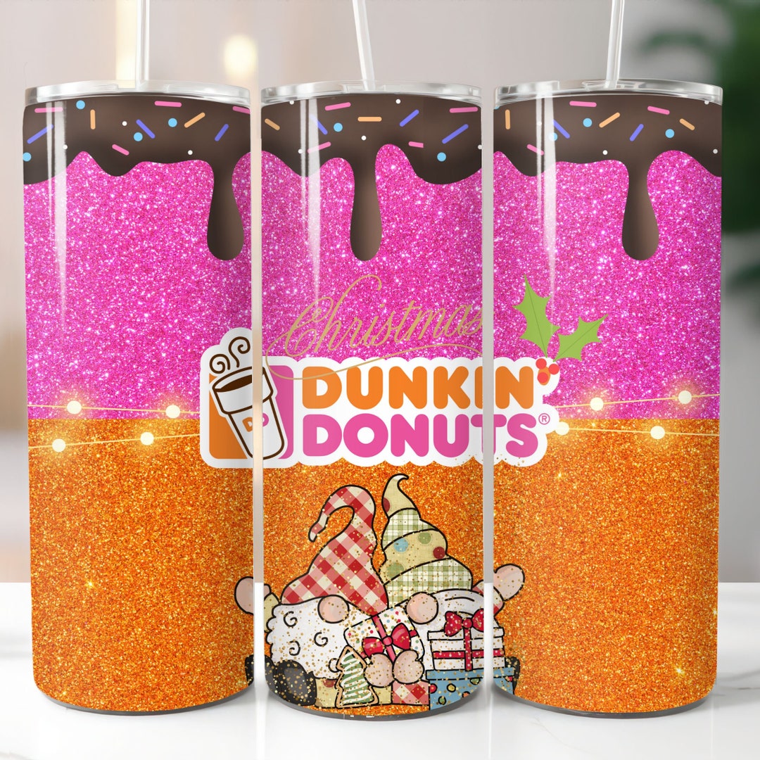 Dunkin Donuts Christmas Tumbler Sublimation Design, Glitter Gnome ...