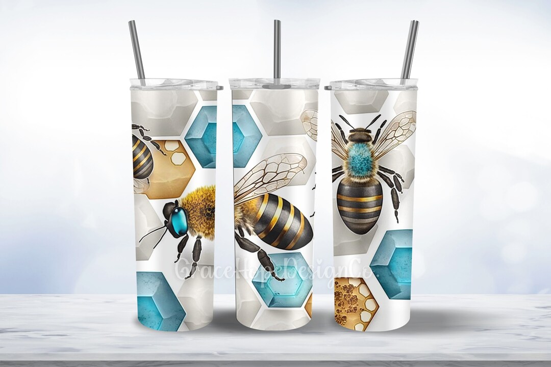 Futuristic Bee Tumbler Wrap PNG 30oz 20oz Skinny Tumbler Sublimation ...