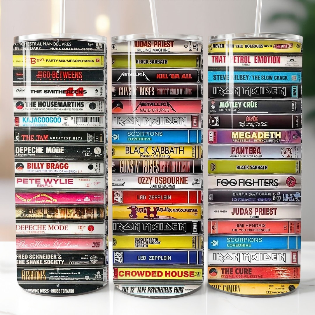 3 Cassette Tape Sublimation Designs, Cassette Tumbler Wrap Bundle, 80s ...