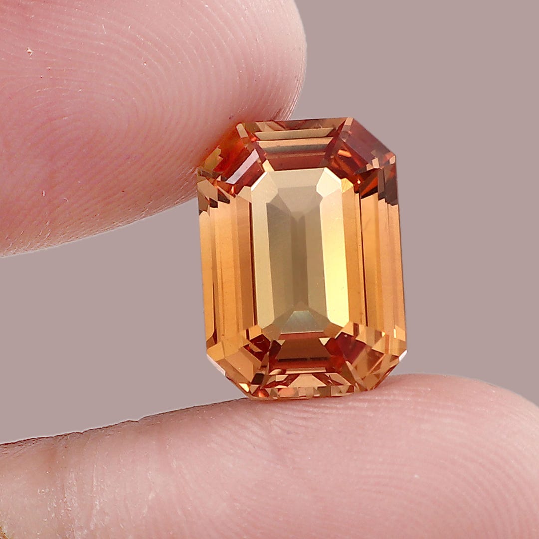 Bi-color Orange Padparadscha Sapphire Gemstone, Radiant Cut 12x8mm ...