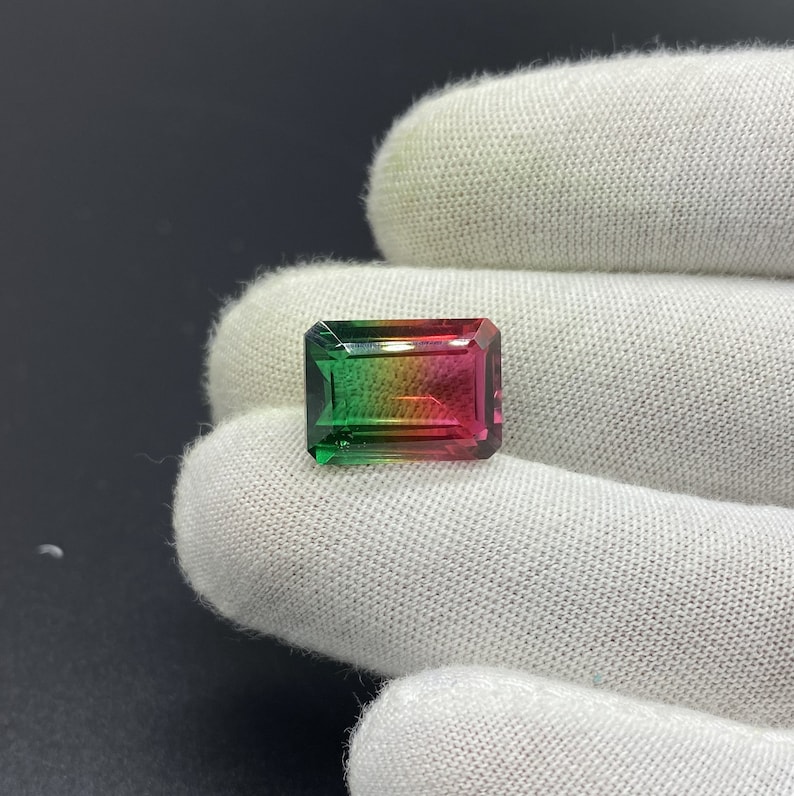 Natural Crystal Watermelon Tourmaline Gemstone Faceted Doublet - Etsy