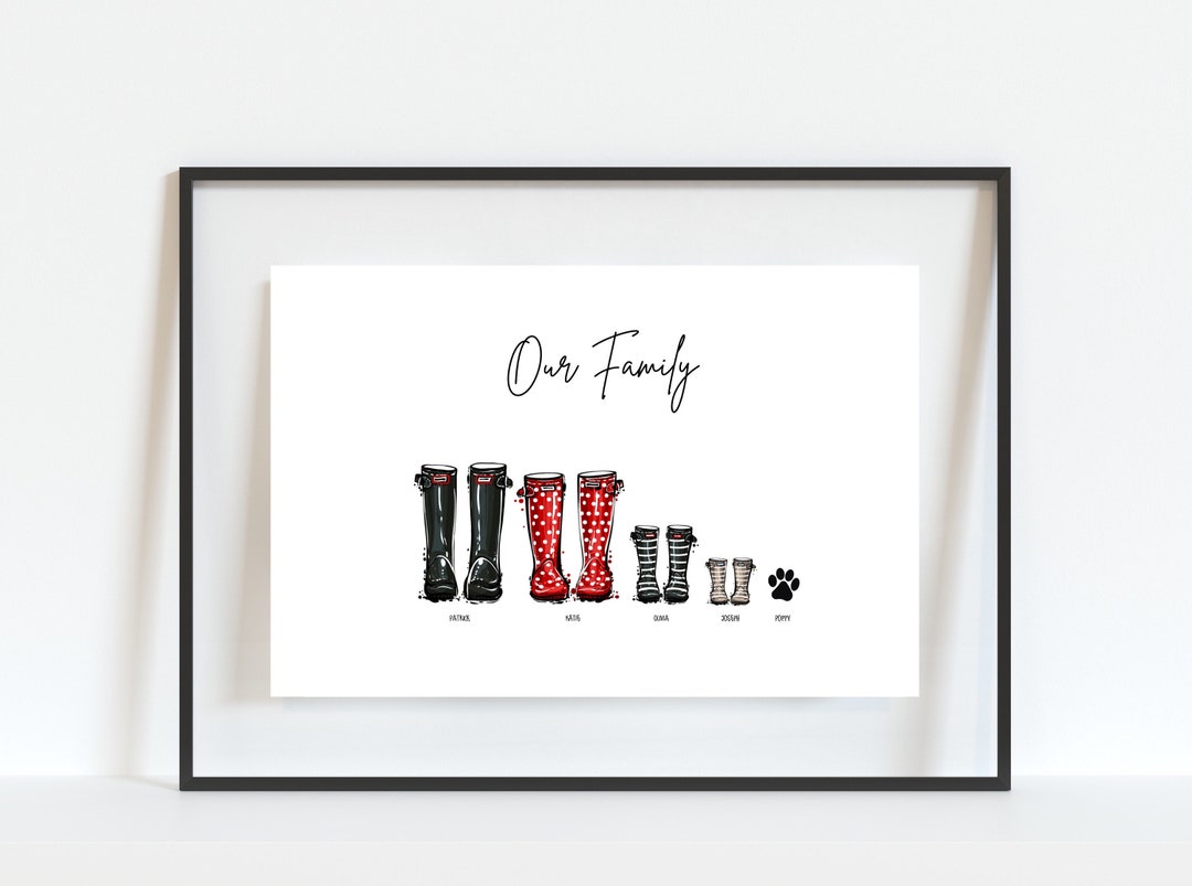 Personalised Family Wellies Print Family Welly Print New Home Gift ...