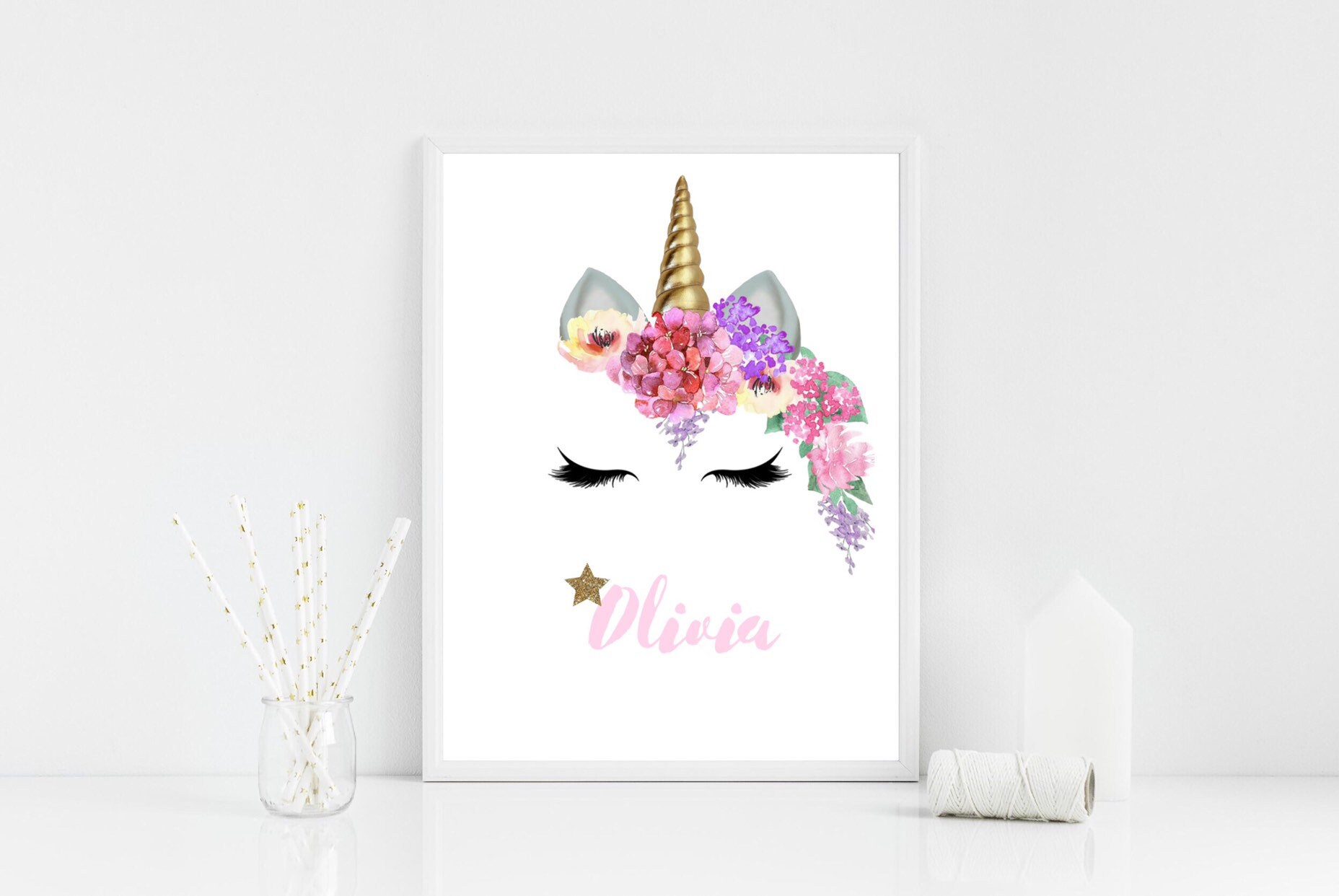 Personalised Girls Unicorn Print Name Print Girls Room - Etsy