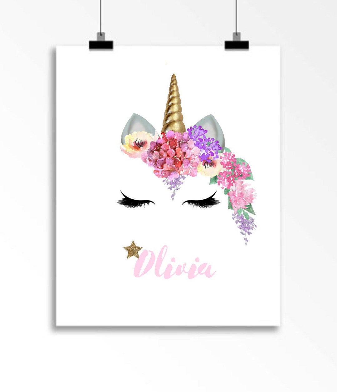 Personalised Girls Unicorn Print, Name Print, Girls Room Print, Nursery ...