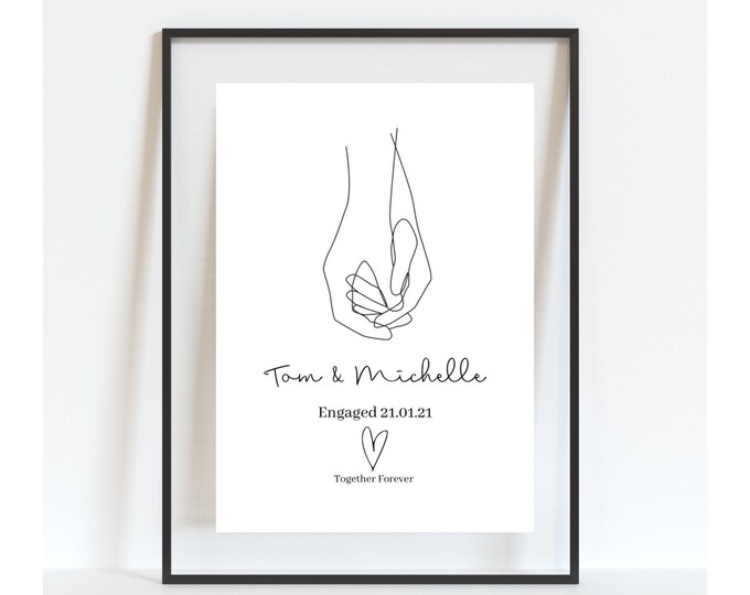 EDITABLE, Personalised Engagement Print | Engagement Gift | Couples ...