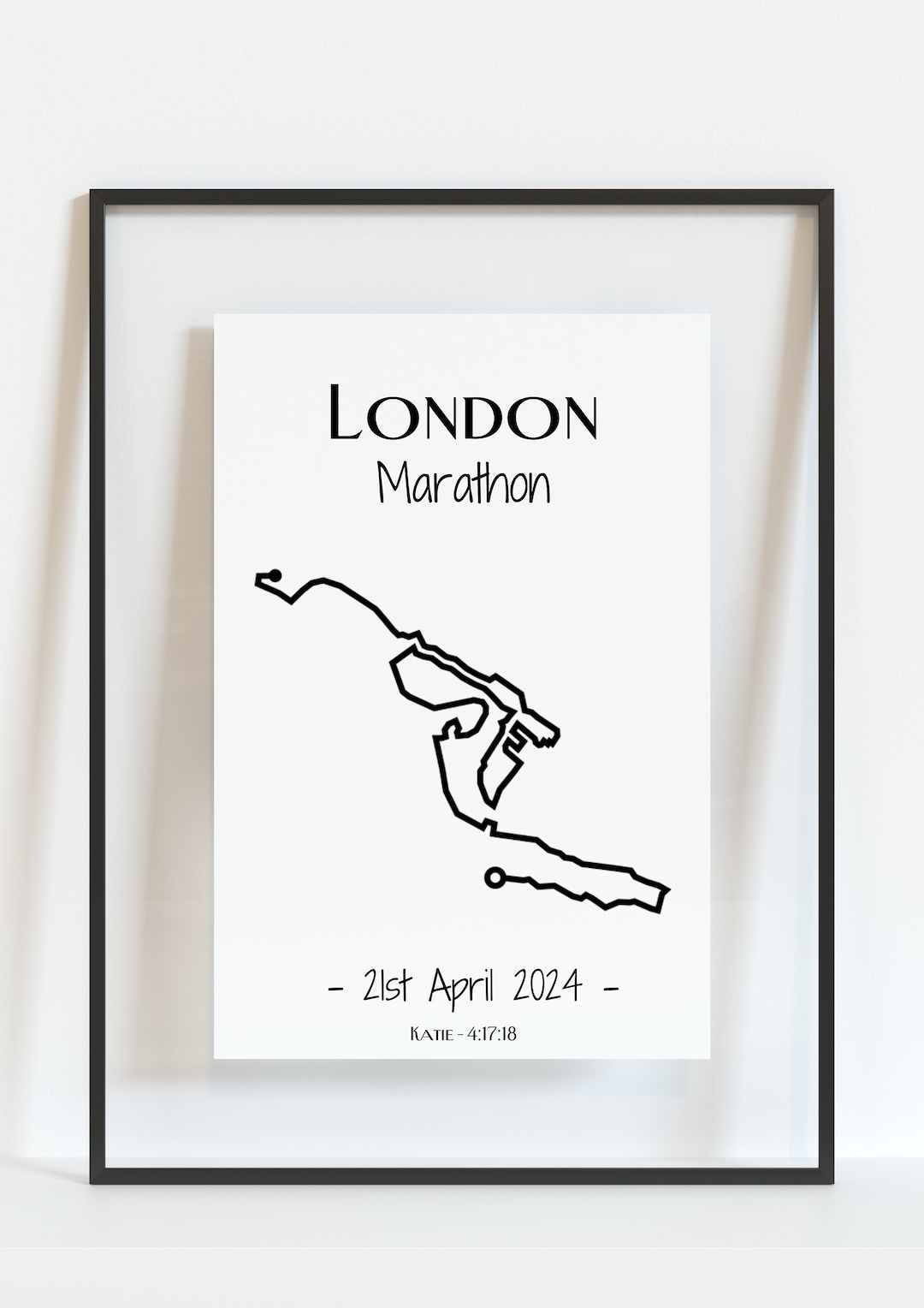 Personalised London Marathon Map Print, Marathon Route Print, London ...