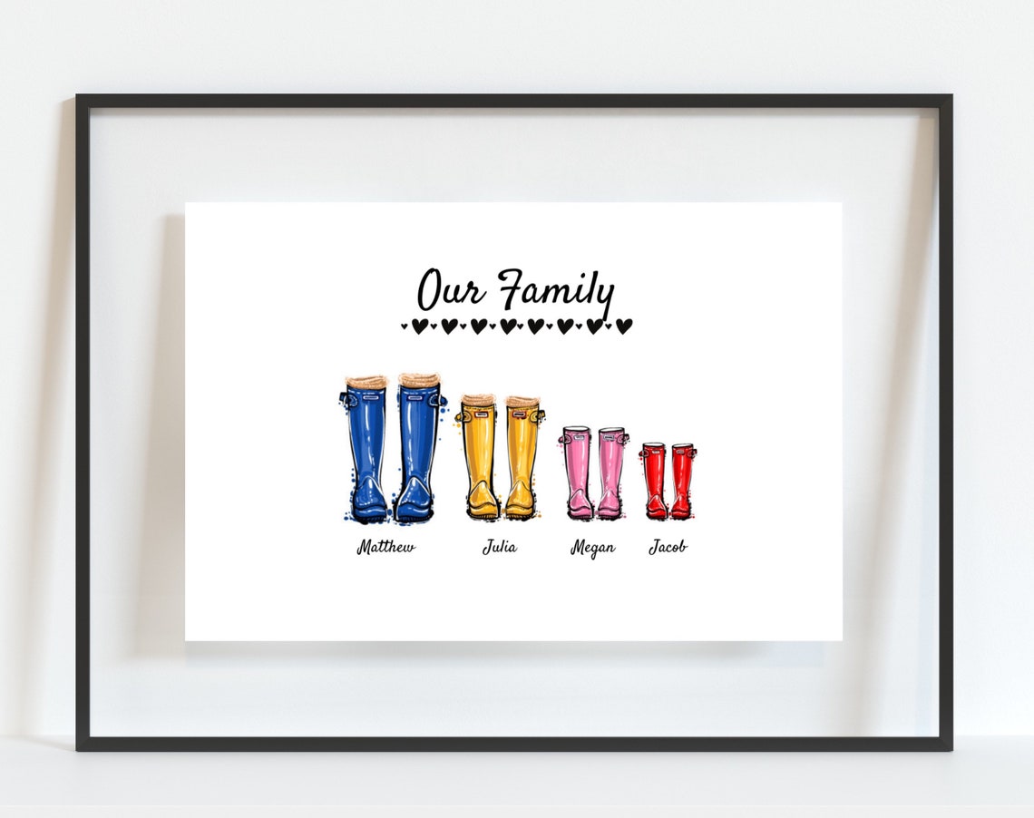Personalised Family Wellies Print Family Welly Print New - Etsy UK