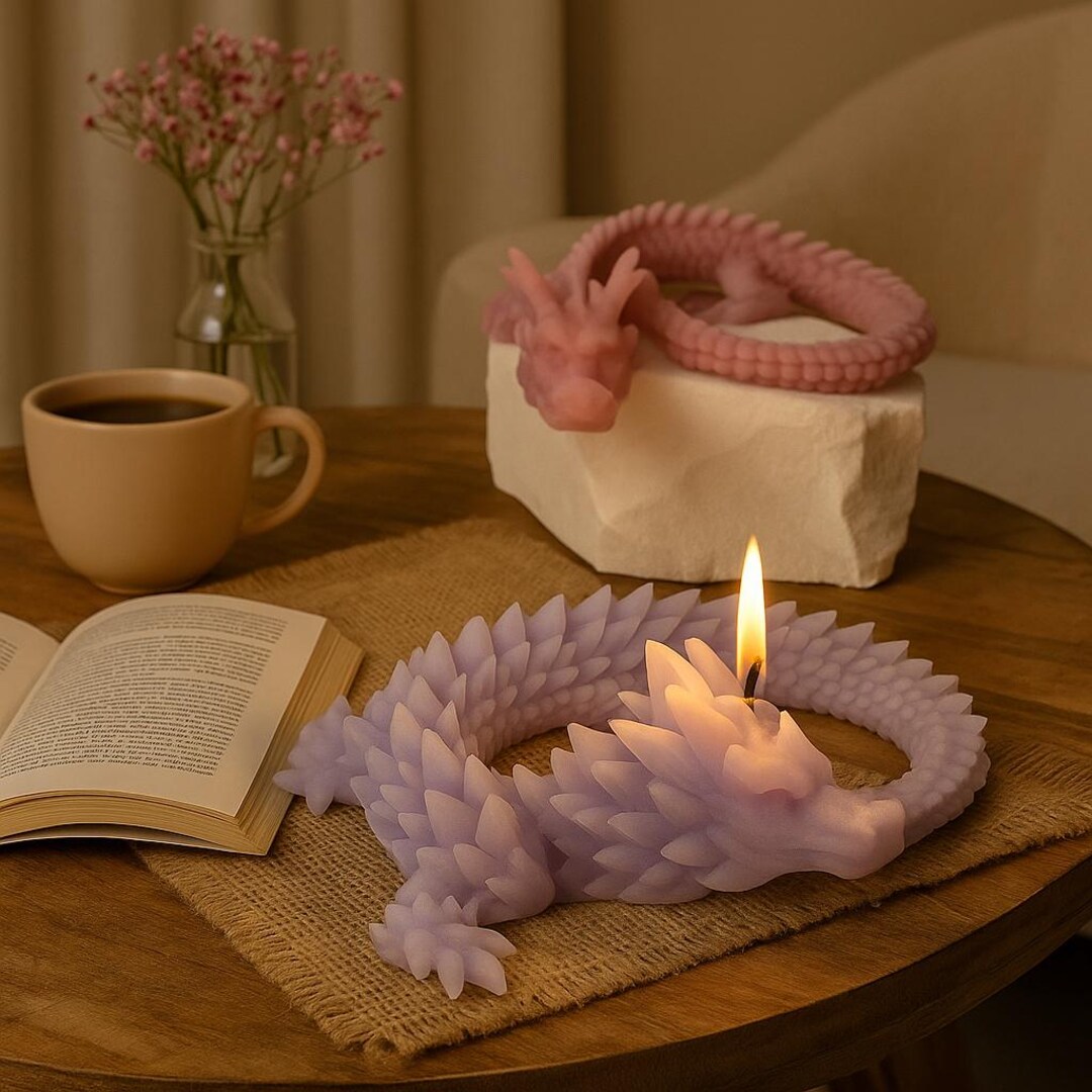 Dragon Candle Mold Silicone – Coiled Fantasy Dragon Mold for Candle ...