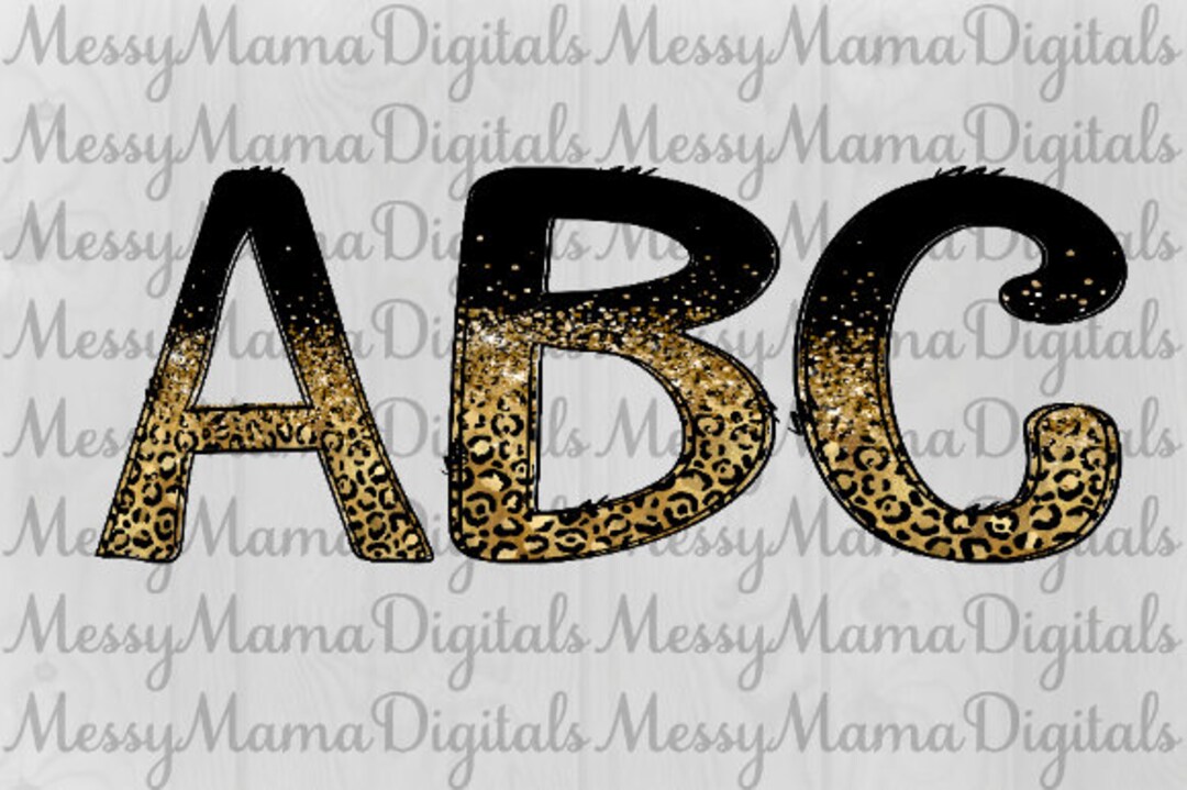 Alphabet Doodle Set, Leopard Alphabet Set, Black Leopard Alphabet, PNG ...