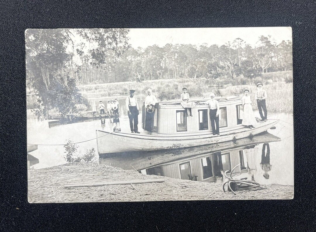 Real Photo Postcard RPPC of Amish Family on a Canal Boat Named Edris - Etsy