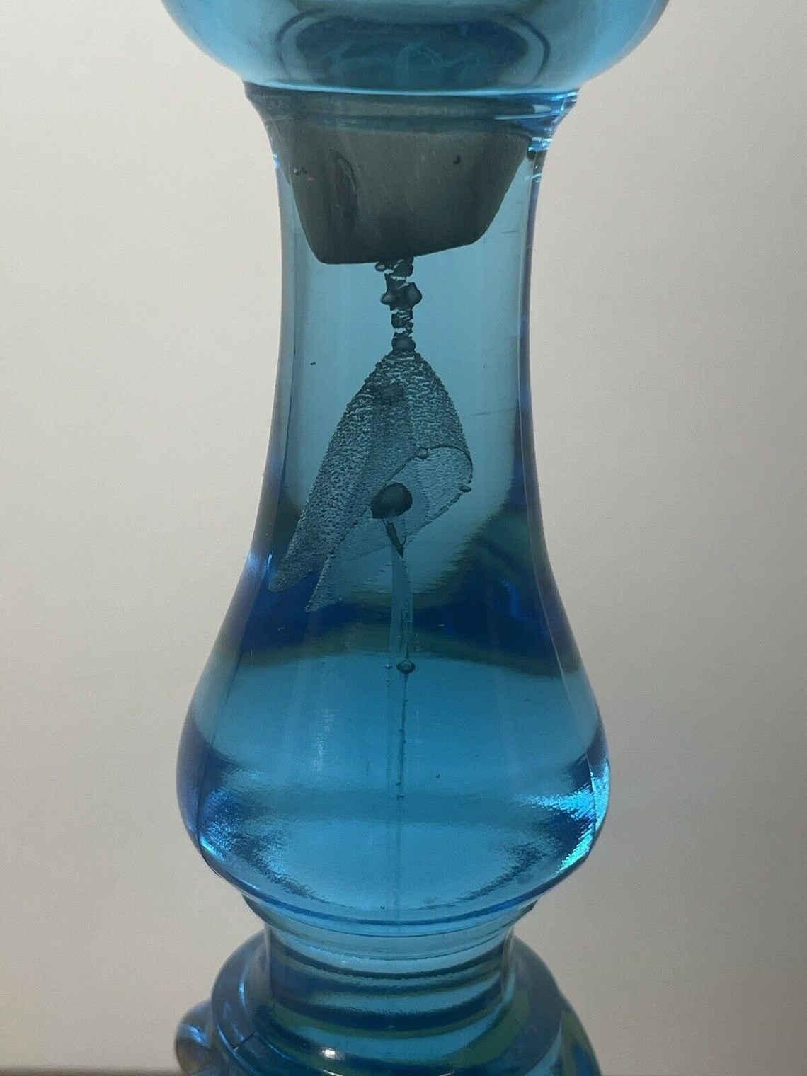 Beautiful Blue Depression Glass Candle Holder Odd Object Inside Glass ...