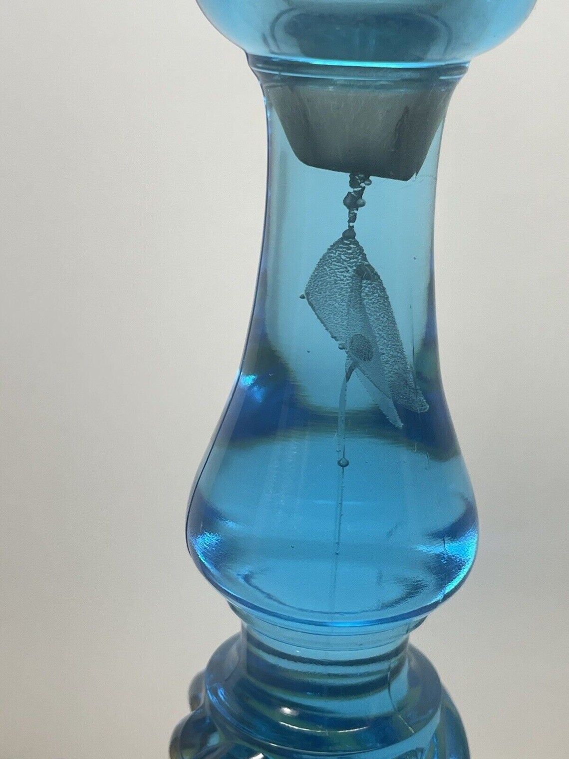 Beautiful Blue Depression Glass Candle Holder Odd Object Inside Glass ...