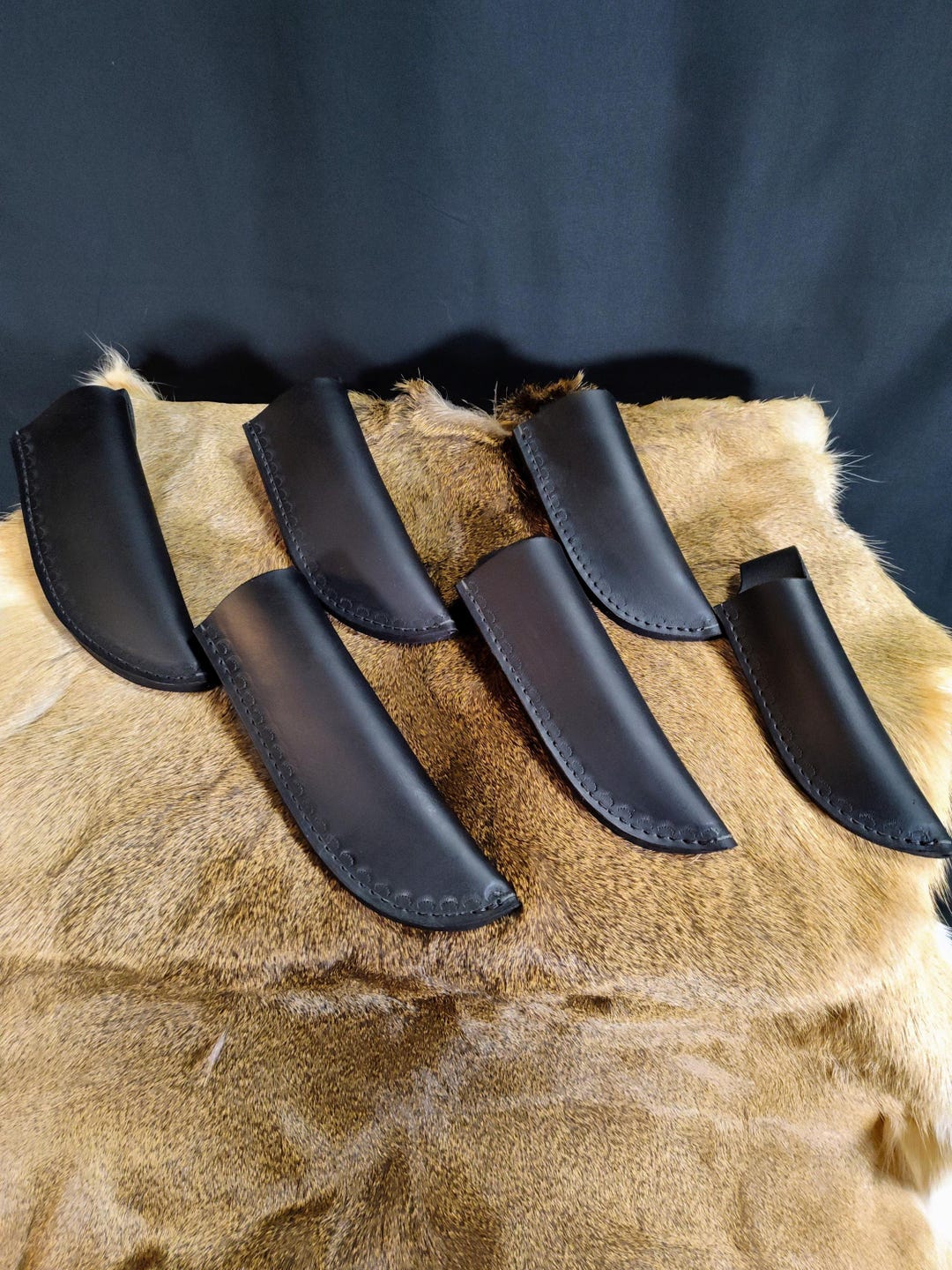 Leather Knife Sheath; Black; Thick Water Buffalo Leather; Right or Left ...