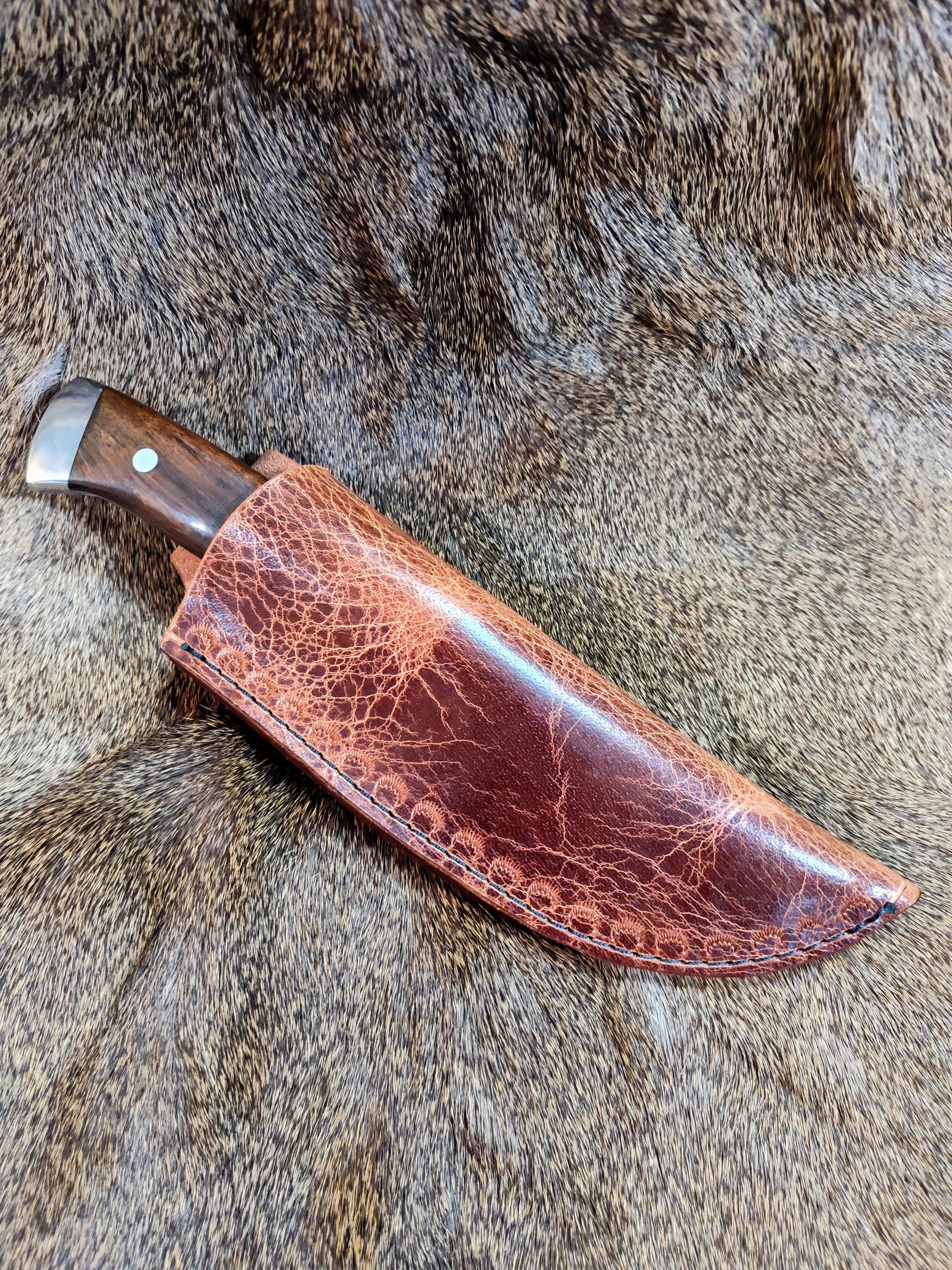 Leather Knife Sheath; Distressed Brown; Thick Water Buffalo Leather ...