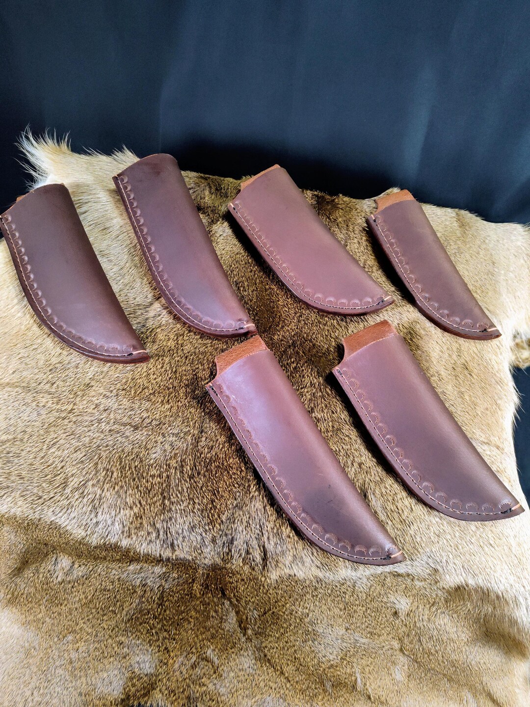 Leather Knife Sheath; Dark Brown; Thick Water Buffalo Leather; Right or ...