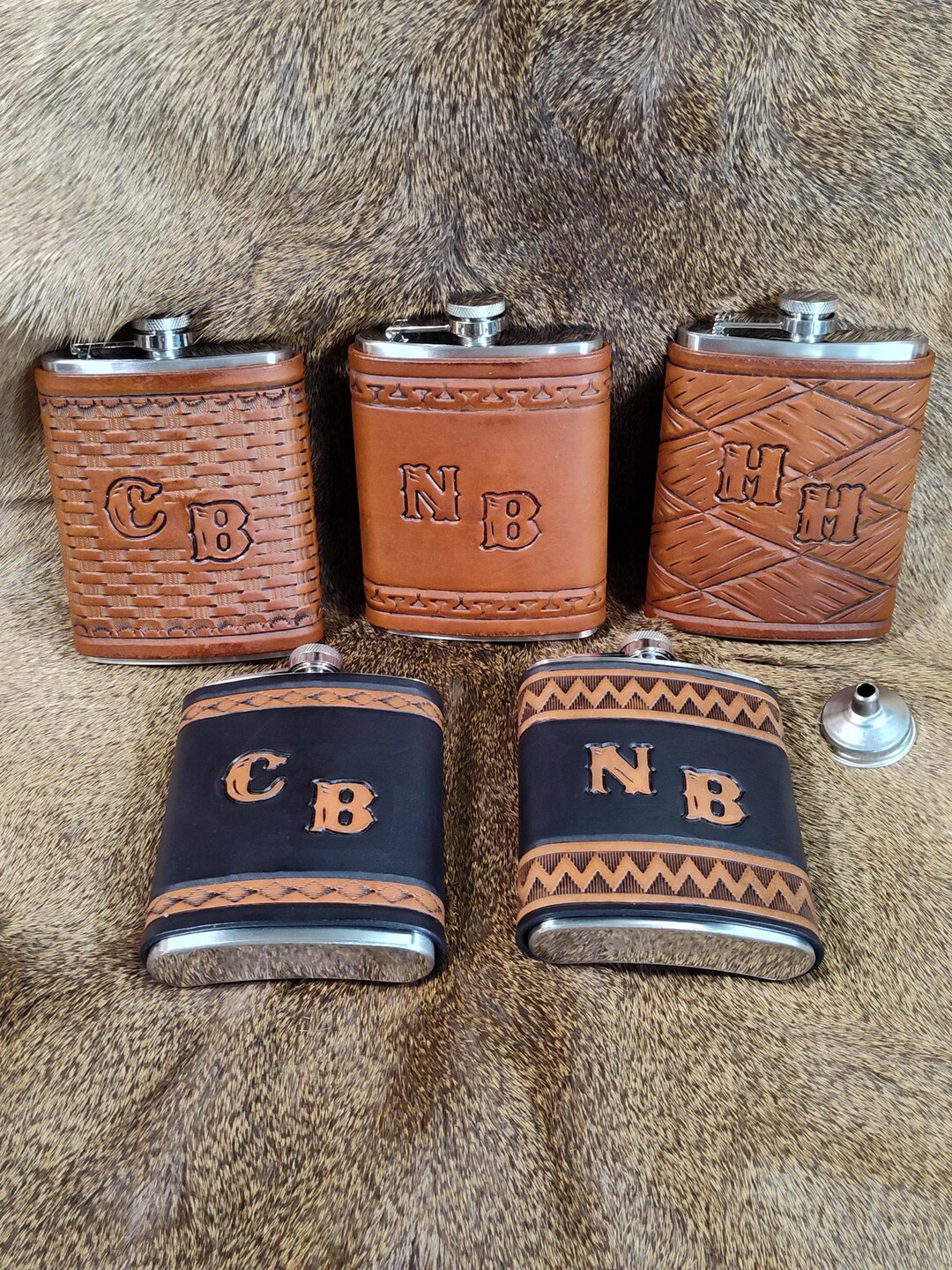 Personalized Leather Flask; Leather Wrapped Flask; Groomsmen Gift - Etsy