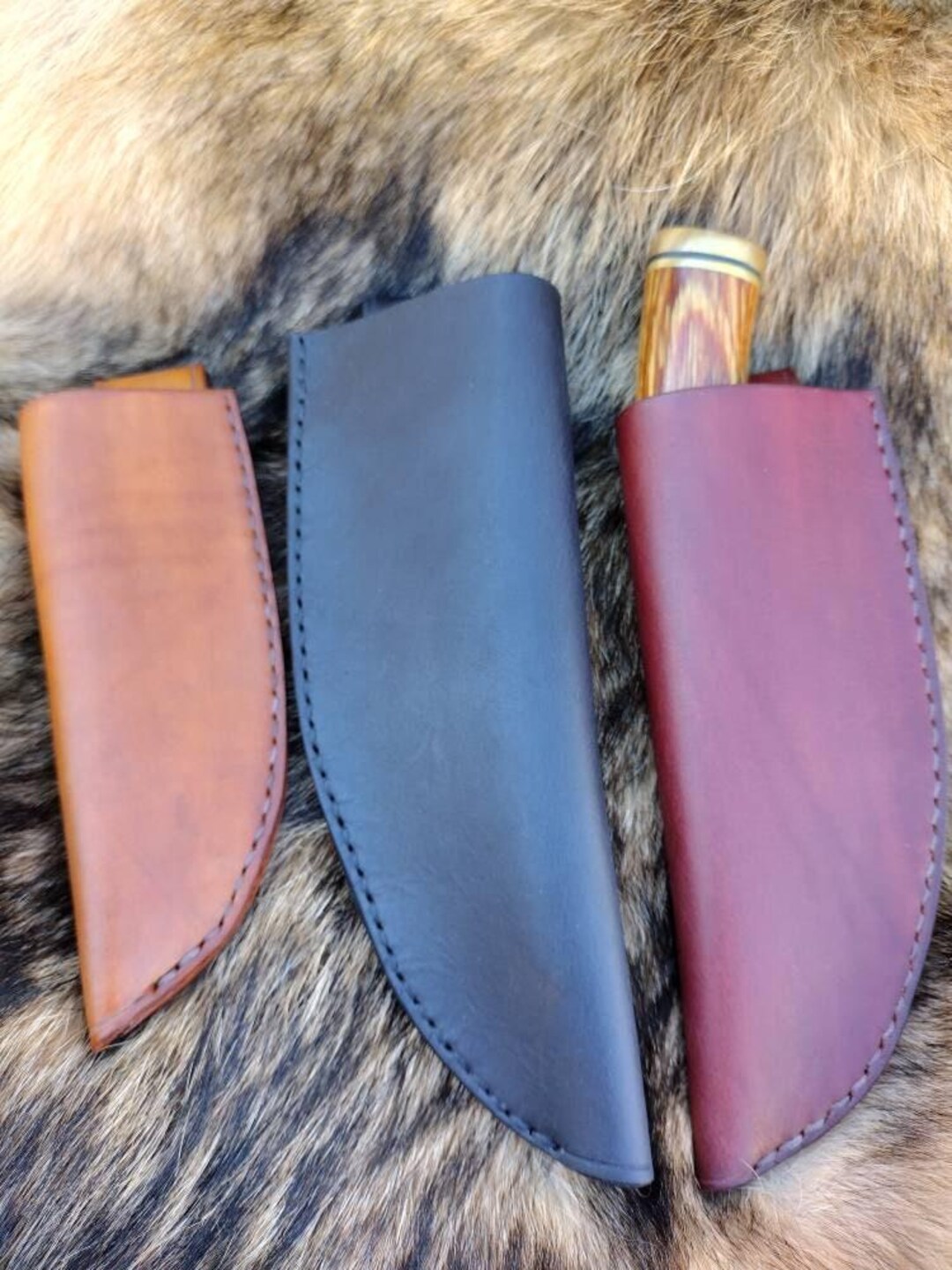 Wide Version Custom Leather Knife Sheath Vertical Knife Sheath Right or ...