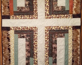 Cross Quilt pattern Log Cabin Christian Cross Twin size: | Etsy