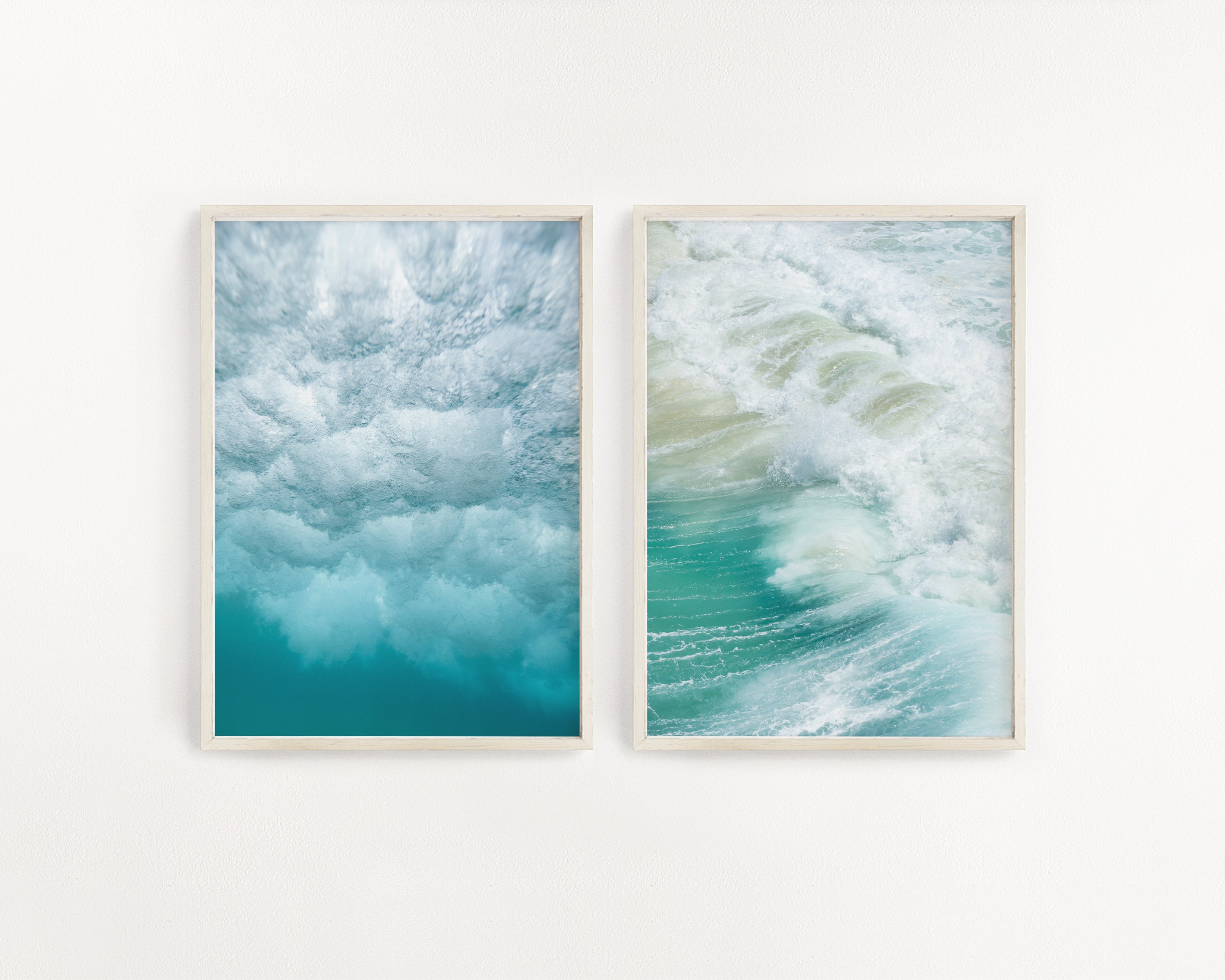 Pair of 2 Wave Prints, Coastal Set of Prints, Ocean Art, Wave Print ...