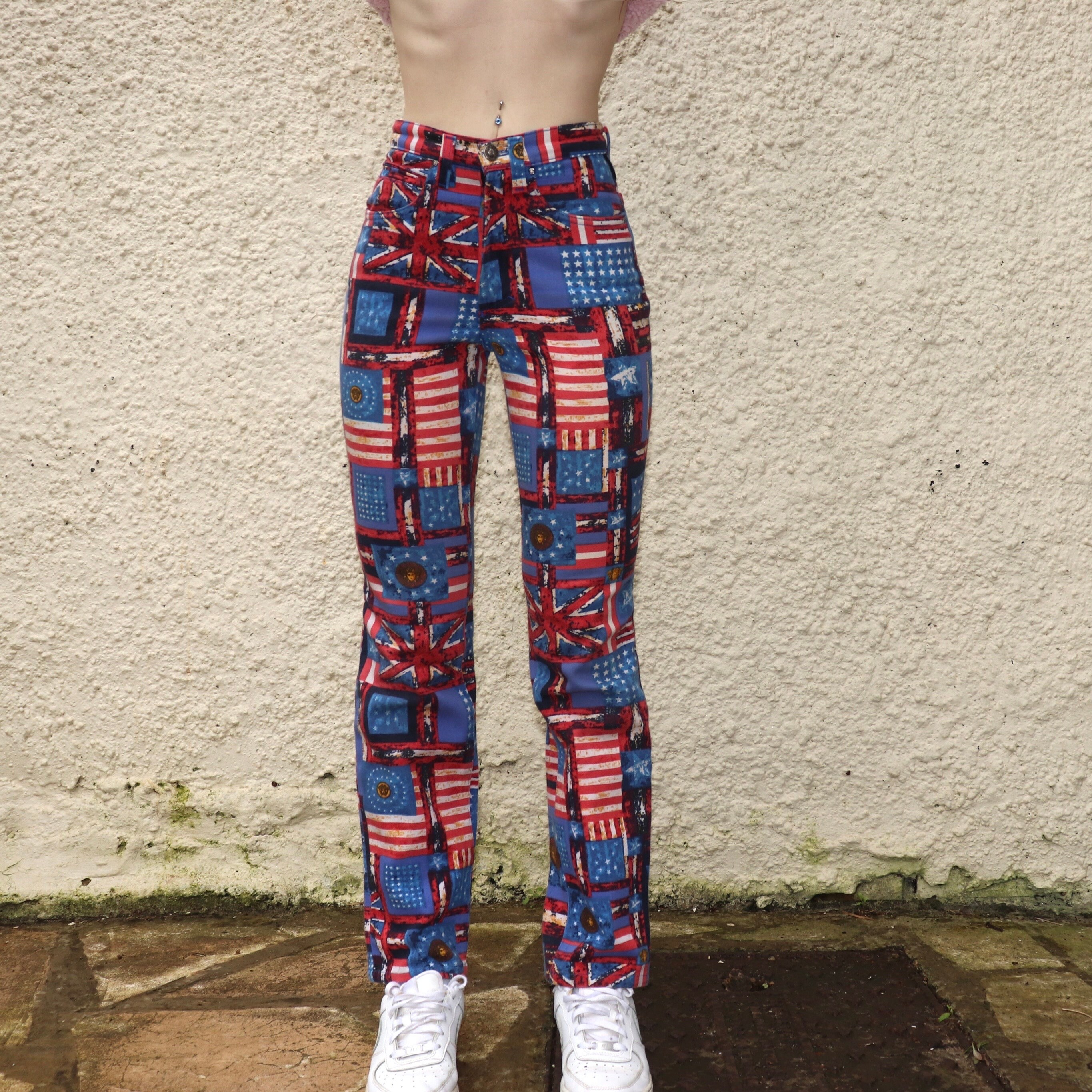 VERSACE High Waisted Flag Pattern Jeans UK6 - Etsy
