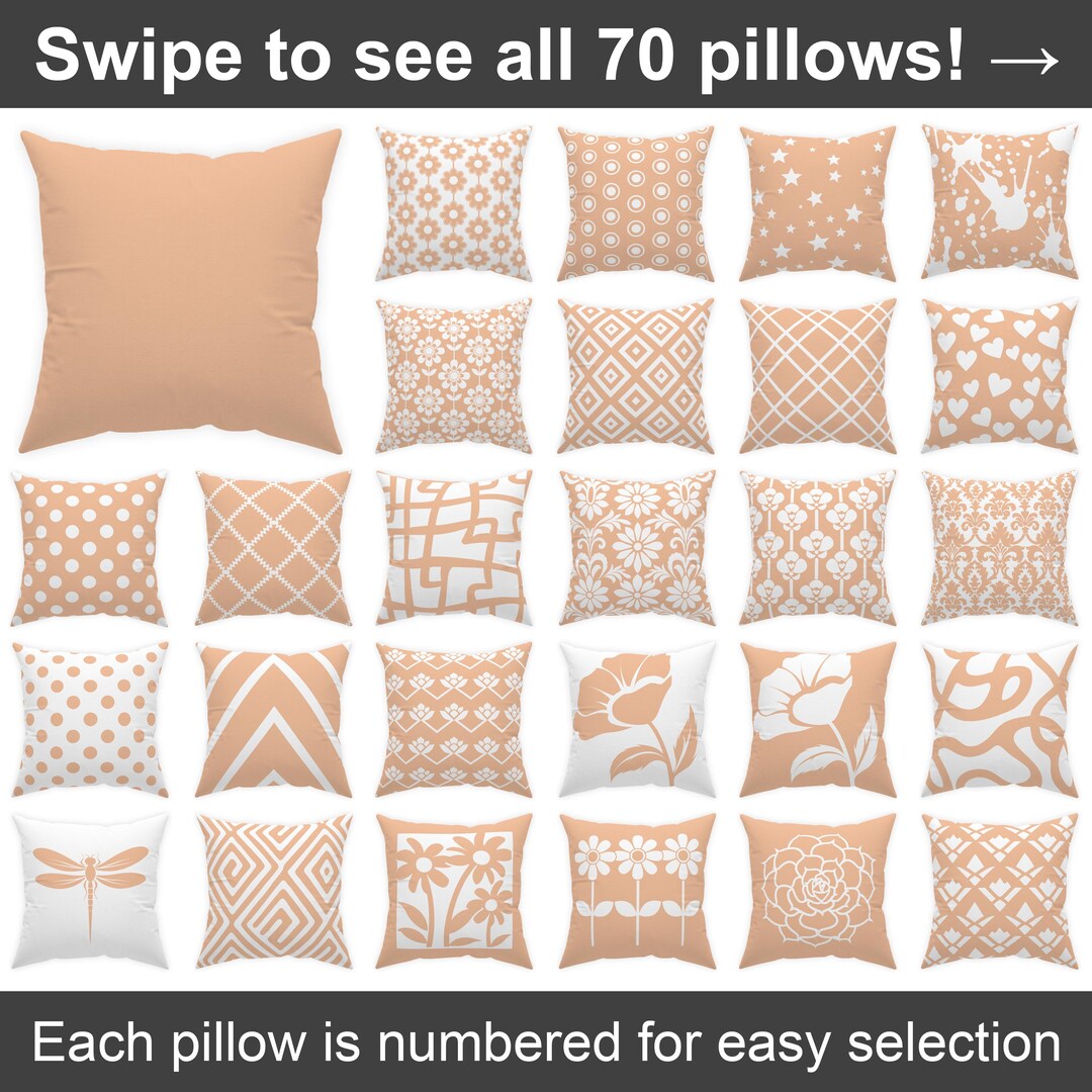 Blush Apricot Throw Pillow Case – Indoor or Outdoor Cushion 14x14 ...
