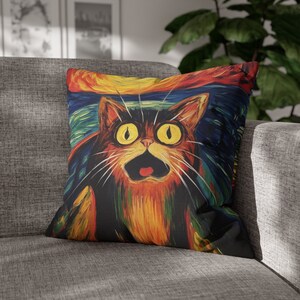 The Scream Cat Painting, Throw Pillow Cover 14x14 16x16 18x18 20x20 ...