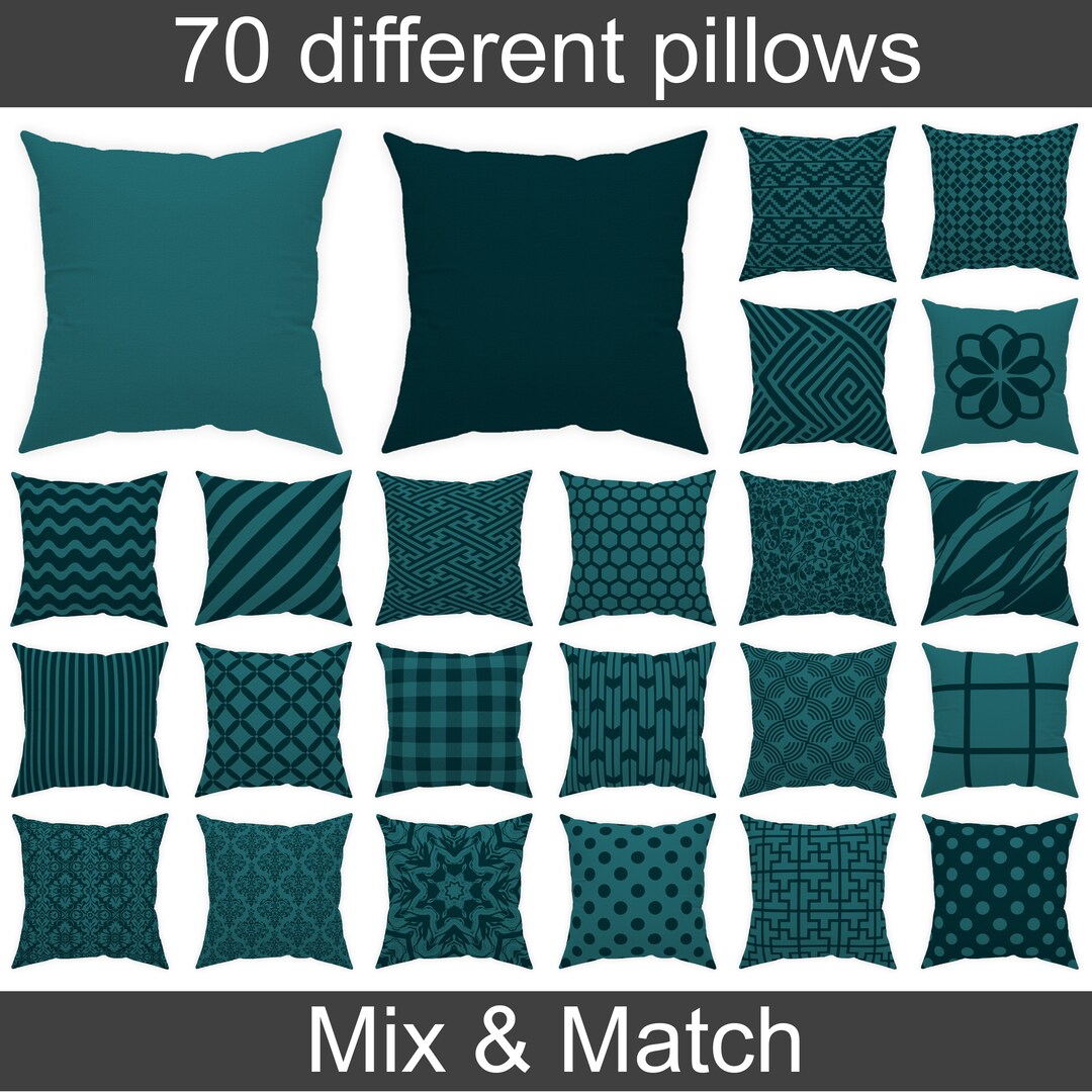 Dark Teal Throw Pillow 14x14 16x16 18x18 20x20, Teal Decor, Indoor and ...