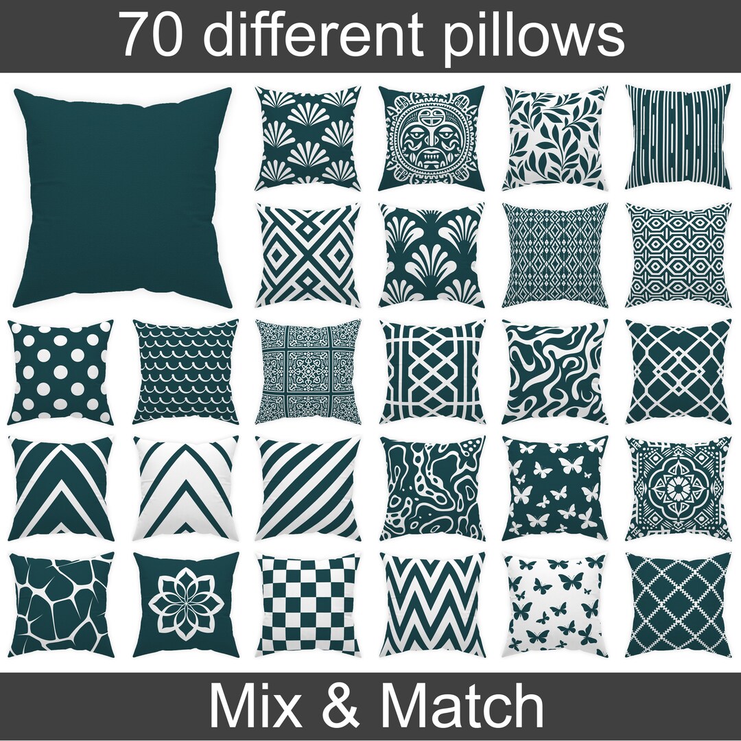 Deep Teal Throw Pillow 14x14 16x16 18x18 20x20 24x24 26x26, Indoor and ...