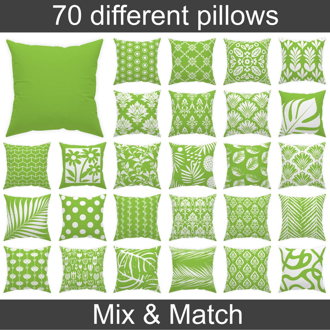 Apple Green Throw Pillows - 14x14 16x16 18x18 20x20 24x24 26x26, Indoor ...
