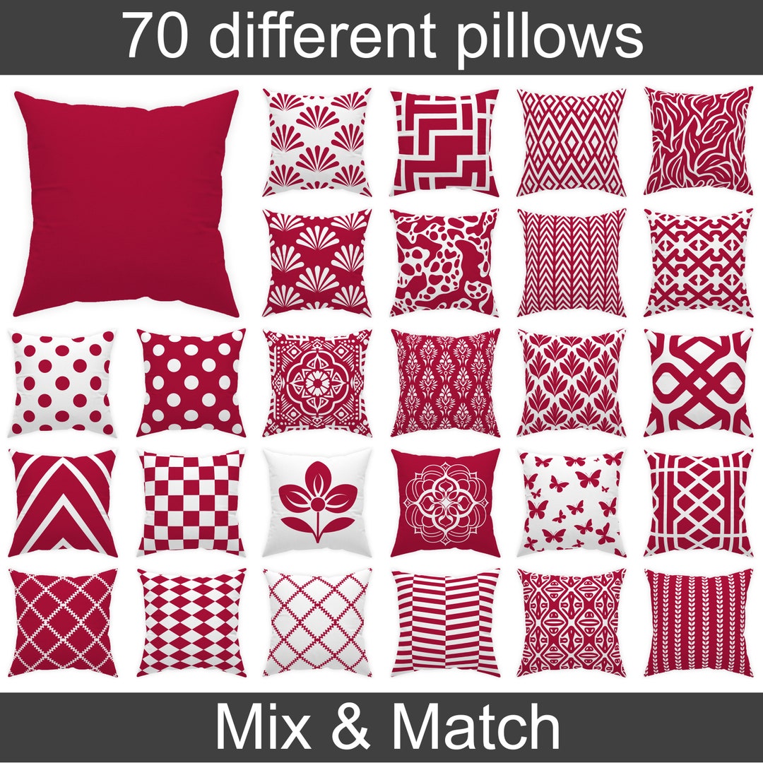 Crimson Red Throw Pillow 14x14 16x16 18x18 20x20 24x24 26x26, Indoor ...