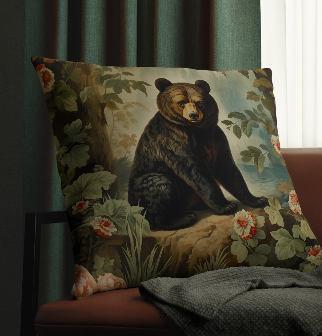 Bear Throw Pillow William Morris Inspired 14x14 16x16 18x18 20x20 24x24 ...