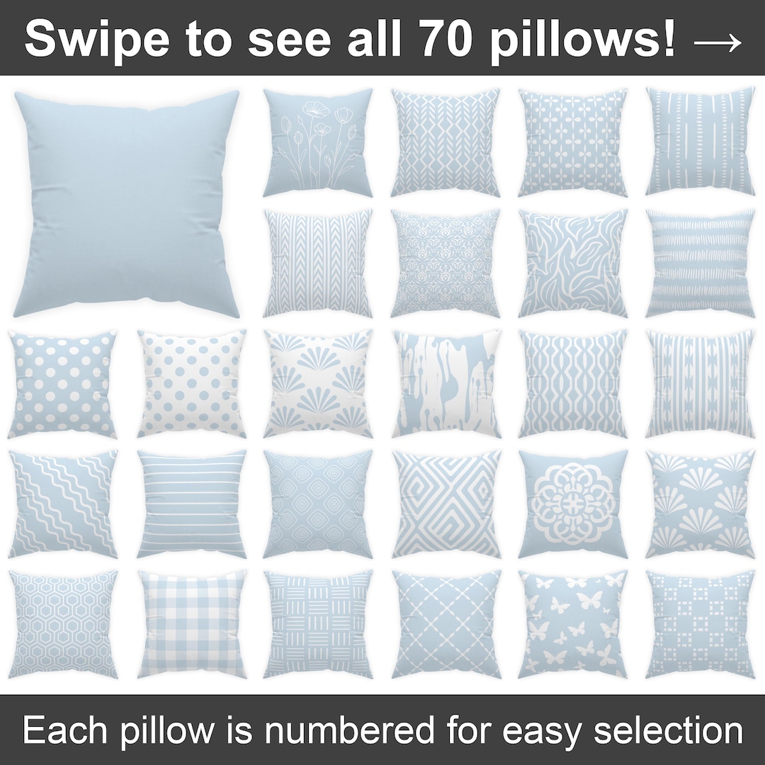 Ice Melt Light Blue Throw Pillow 14x14 16x16 18x18 20x20 24x24 26x26 ...