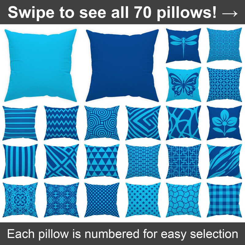 Bright Blue Pillow - Etsy