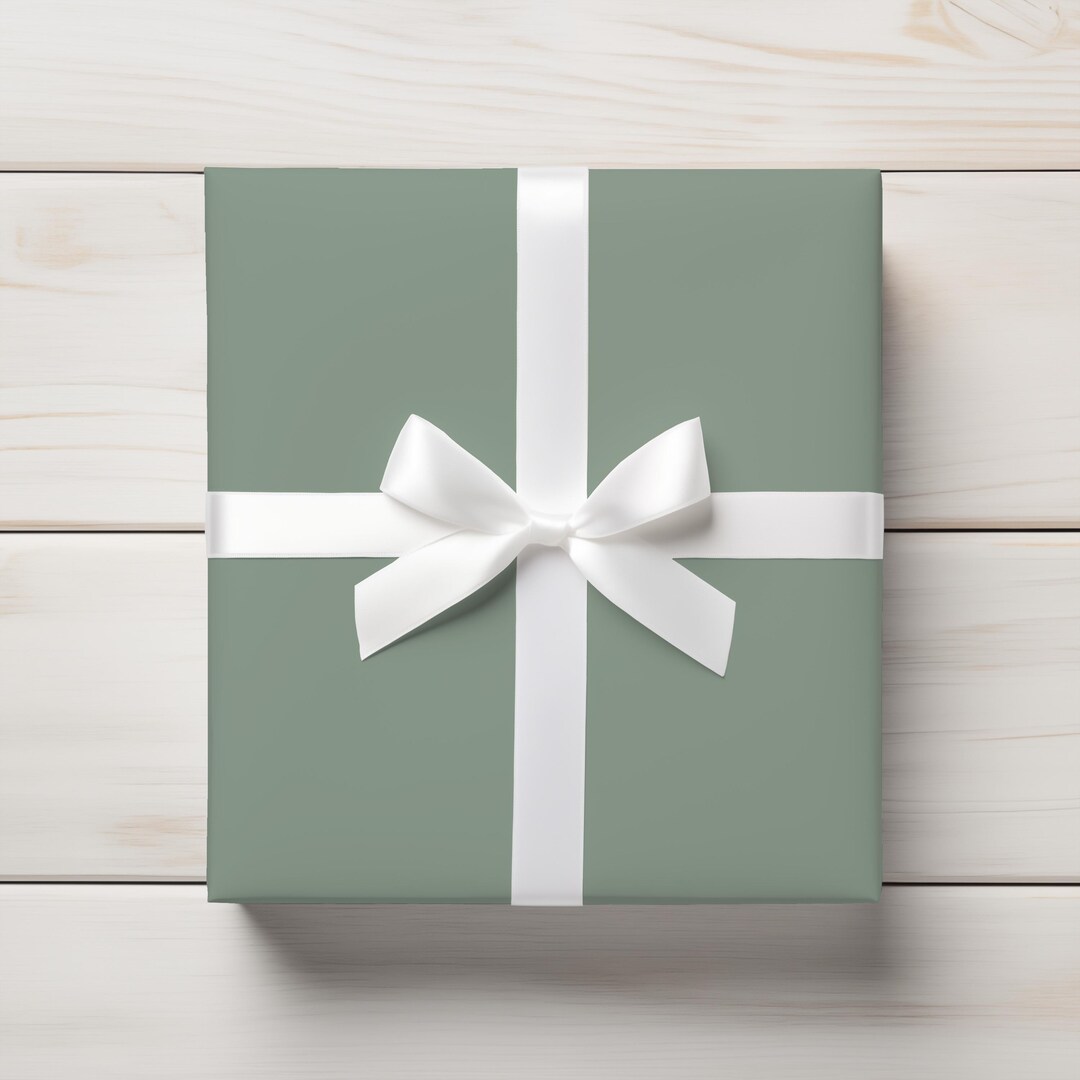 Sage Green Gift Wrapping Paper, Natural Present Paper Roll, Modern Gift ...