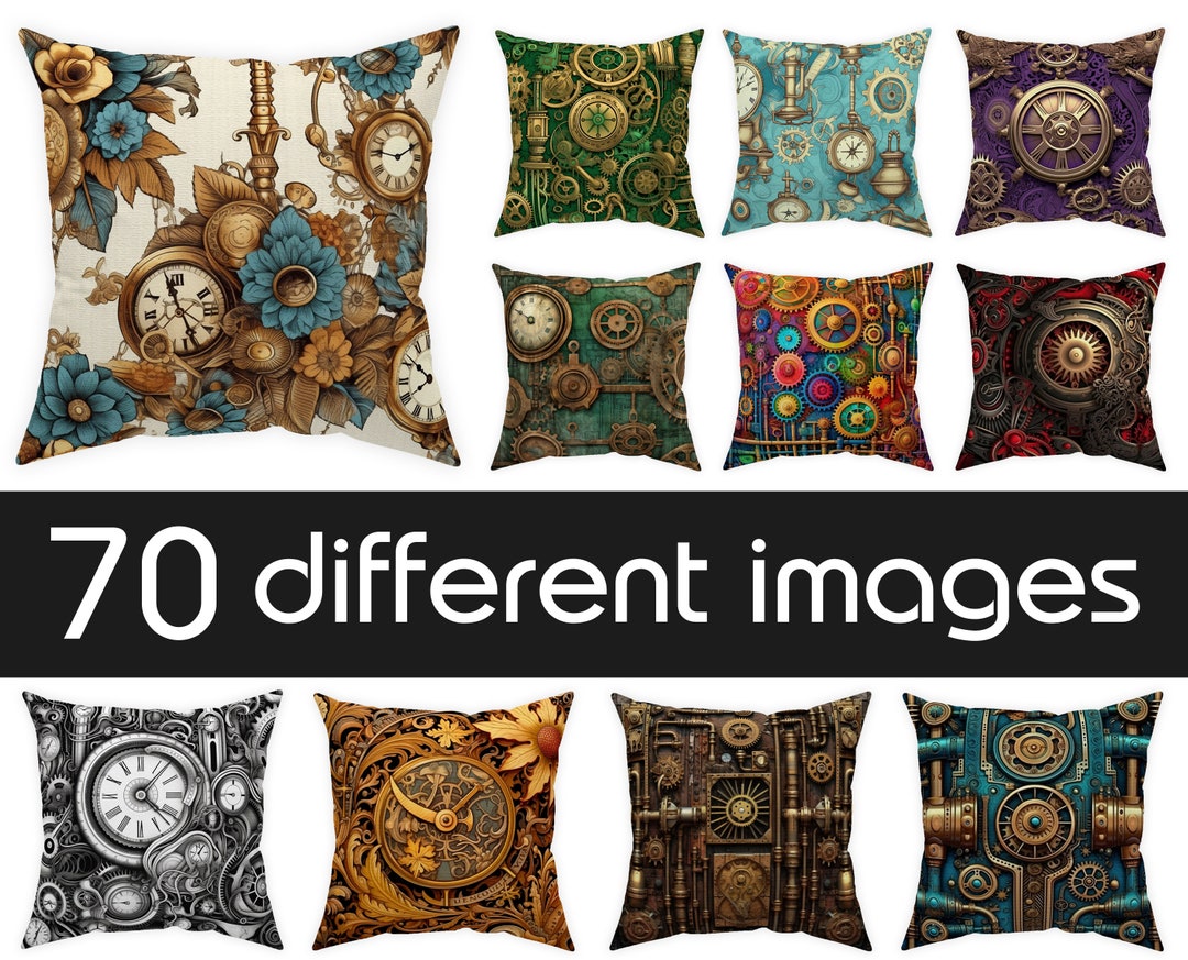 Grunge Steampunk Pillow 14x14 16x16 18x18 20x20, Mechanism Decorative ...