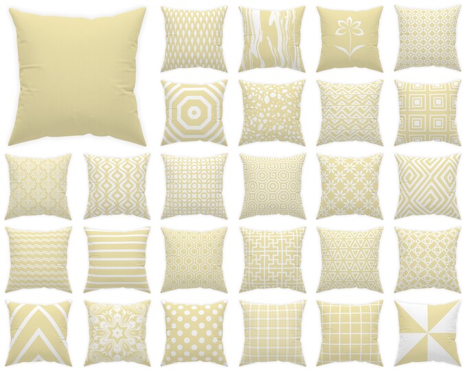 Pale Yellow Pillow Case 14x14 16x16 18x18 20x20, Farmhouse Pillows ...