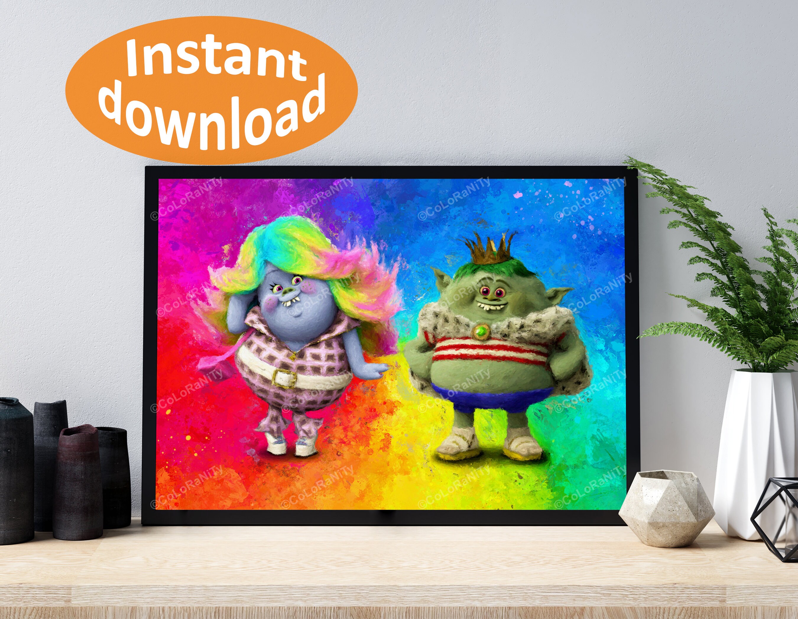 Prince gristle and bridget trolls download print dreamworks | Etsy