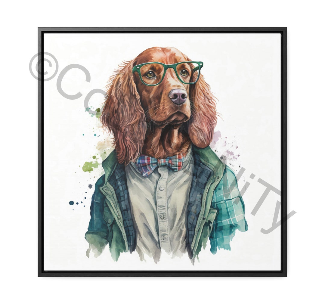 Chic Irish Setter in Glasses Modern Art Canvas Print for Home ...