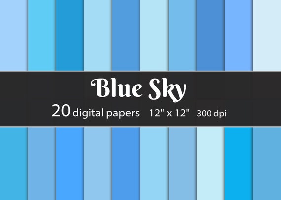 Printable Sky Blue Solid Digital Papers Pack Scrapbook | Etsy