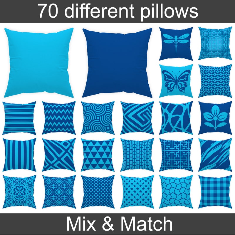 Bright Blue Pillow - Etsy