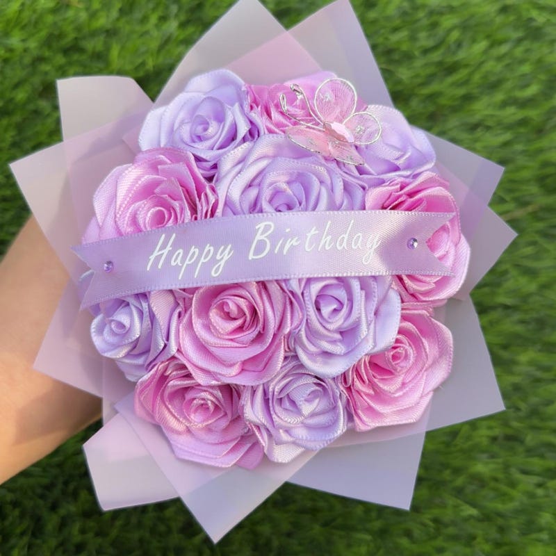 Ribbon Rose Bouquet - Etsy