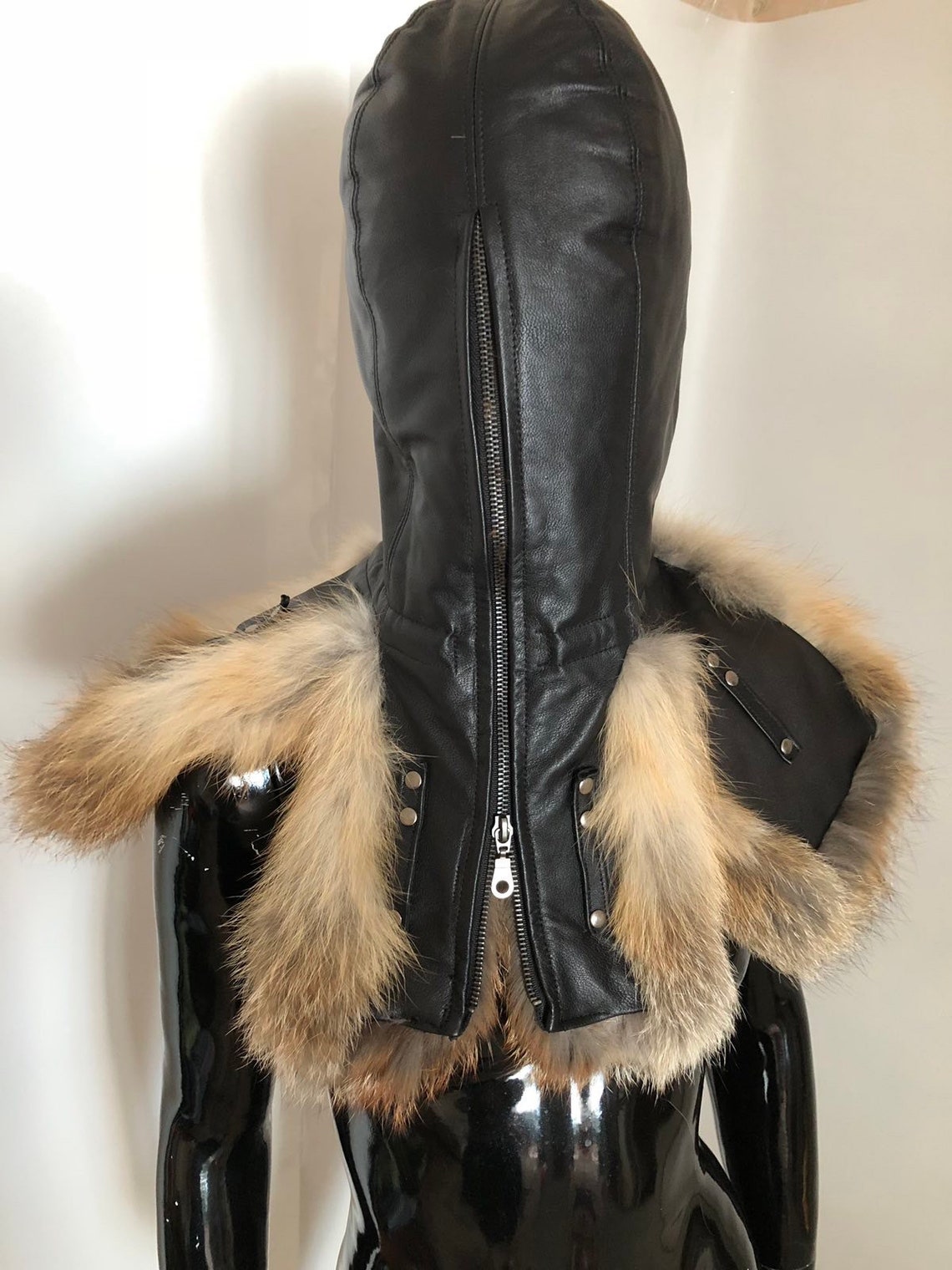 Fur Bondage Isolation Hood Custom Face Mask Leather Fetish Etsy