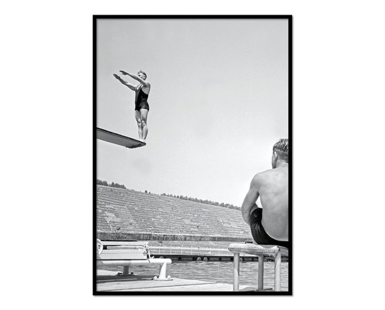 Printable Art Poster Vintage Retro Dive Monochrome Wall Art. - Etsy