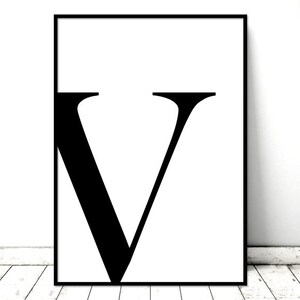 Printable Art Poster letter V Initial Type Lettering. Printable INSTANT ...