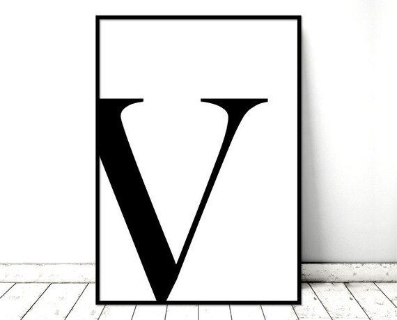 Printable Art Poster letter V Initial Type | Etsy