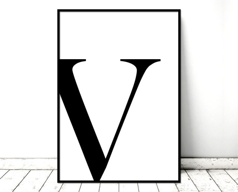 Printable Art Poster letter V Initial Type Lettering. Printable INSTANT ...