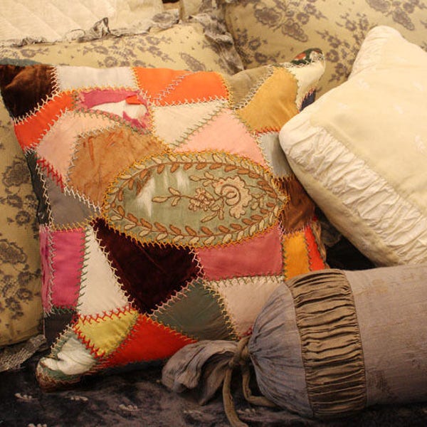 Crazy Quilt Pillows - Etsy