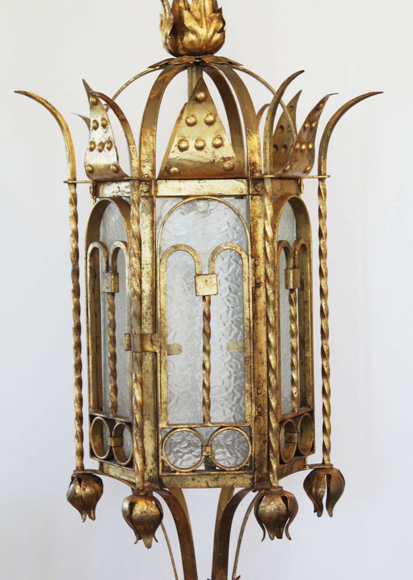 Antique Italian Huge Gilt Lantern Hanging Light Gorgeous Gothic Style ...